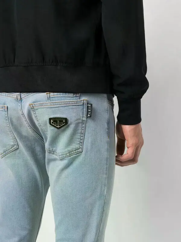 Philipp Plein Logo-plaque Slim-leg Jeans - Blue