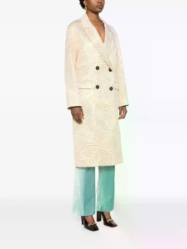 FORTE_FORTE Metallic-effect Double-breasted Coat