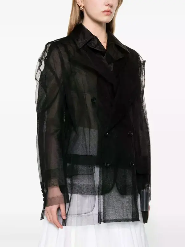 Comme Des Garçons Double-breasted Tulle Blazer