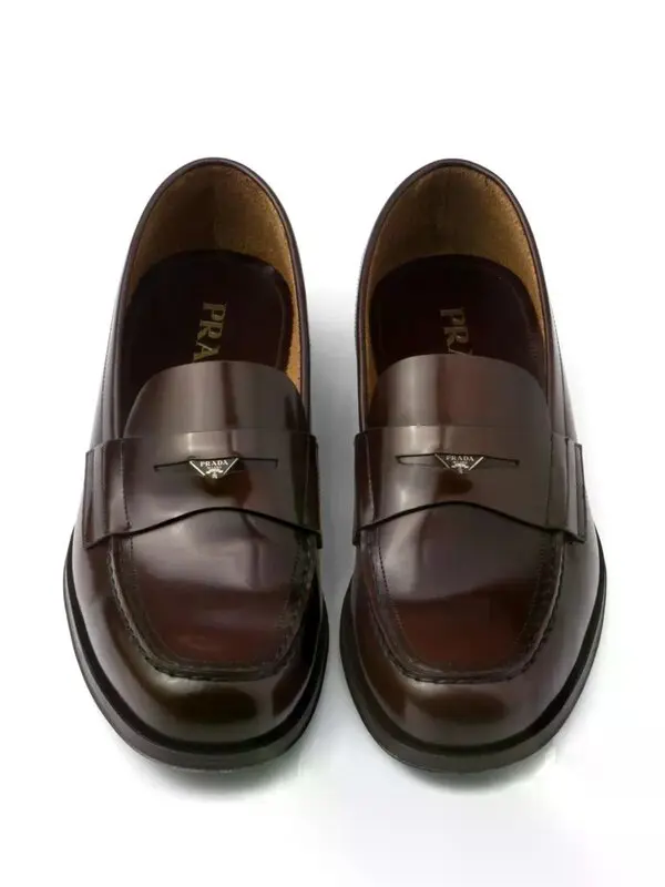 Prada Penny-slot Leather Loafers