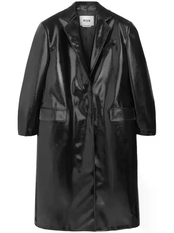 MSGM Faux-leather Single-breasted Coat