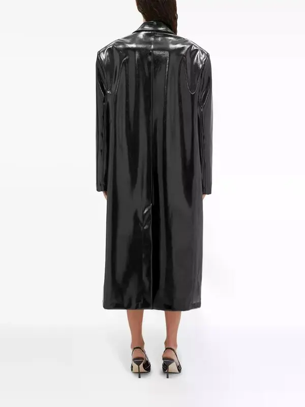 MSGM Faux-leather Single-breasted Coat