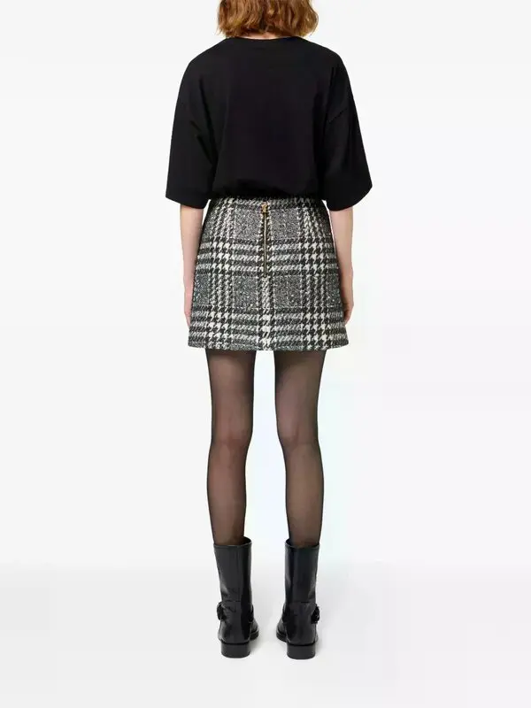 Elisabetta Franchi Laminated Tweed Wraparound Skirt