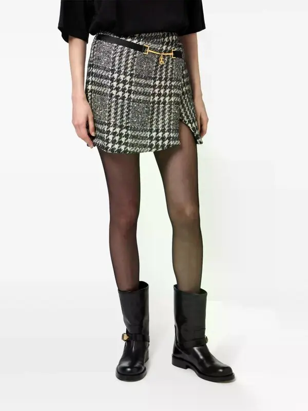 Elisabetta Franchi Laminated Tweed Wraparound Skirt
