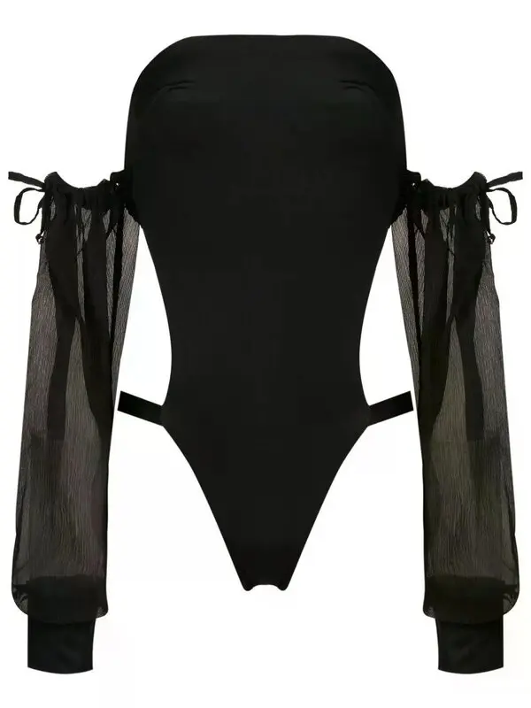 AMIR SLAMA Off-shoulder Sleeve Swimsuit - Black