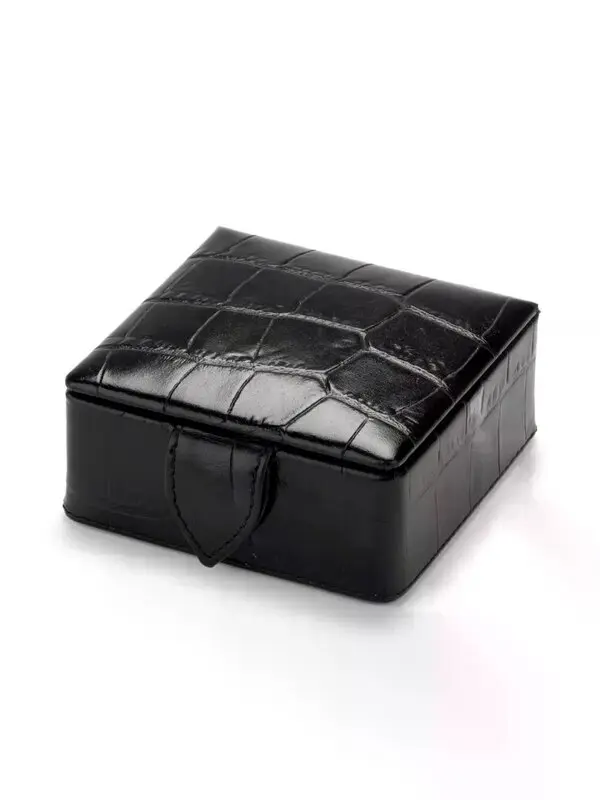 ASPINAL OF LONDON Crocodile-effect Leather Box - Black