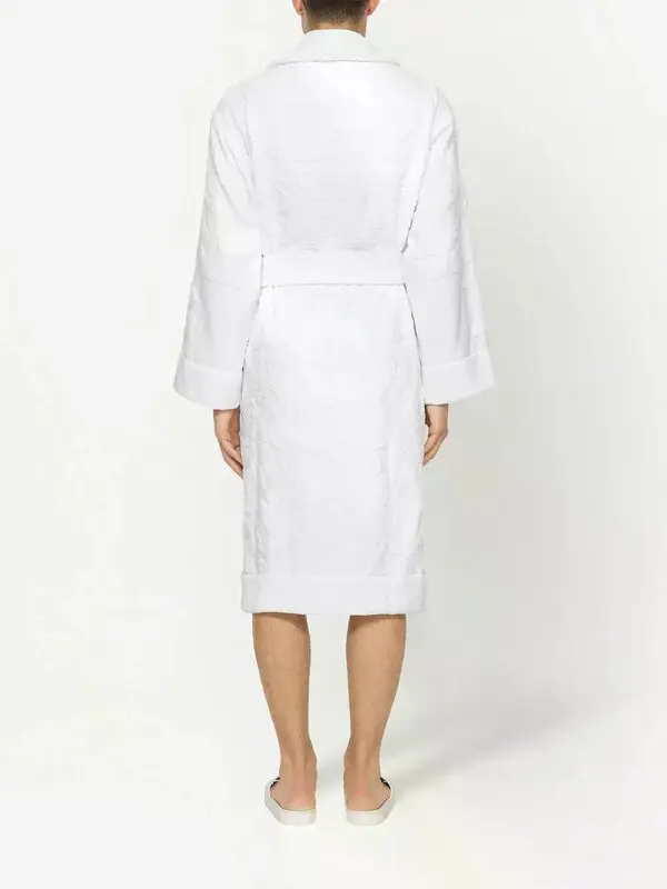 Dolce & Gabbana Terry Cotton Jacquard Bath Robe - White