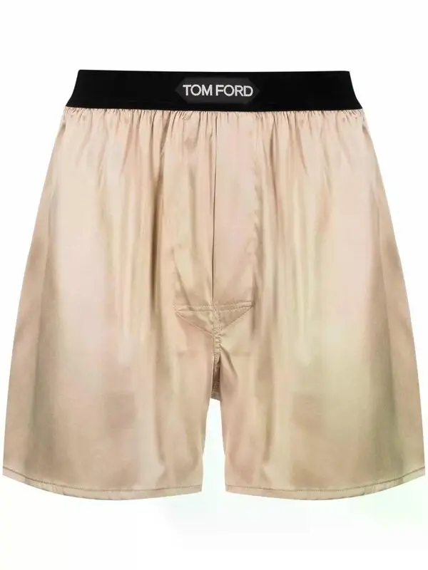 TOM FORD Logo-waist Silk Boxers - Neutrals