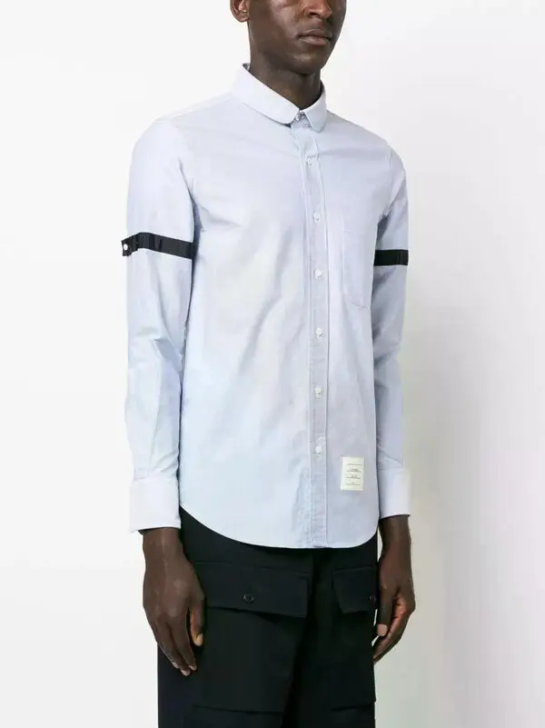 Thom Browne Grosgrain-armband Poplin Shirt - Blue