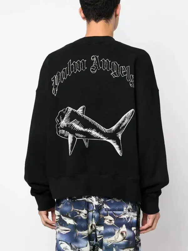 Palm Angels Split Shark Crew-neck Sweatshirt