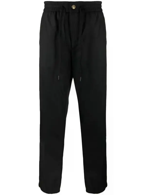 Versace Logo-patch Drawstring Straight-leg Trousers