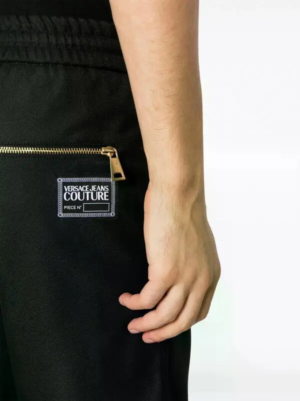 Versace Logo-patch Drawstring Straight-leg Trousers