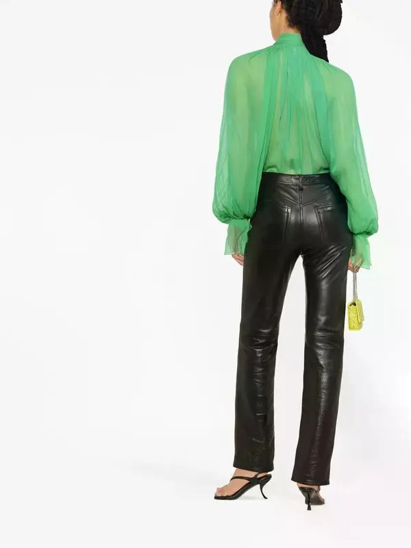 ATU BODY COUTURE Pussy-bow Silk Blouse - Green