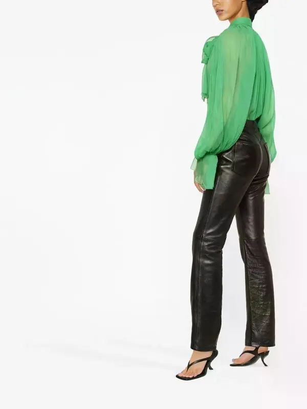 ATU BODY COUTURE Pussy-bow Silk Blouse - Green