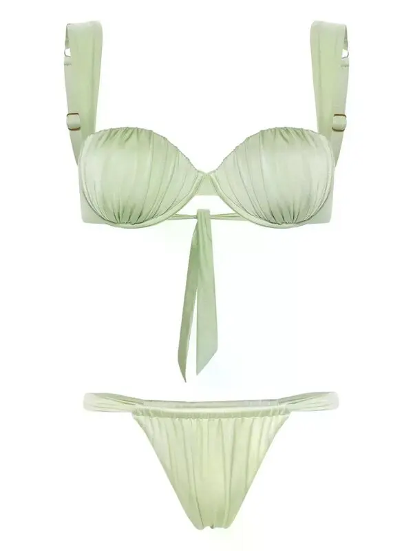 NOIRE SWIMWEAR Ruched Balconette Bikini Set - Green