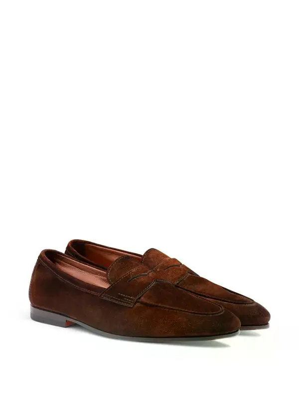 Santoni Carlo Leather Loafers - Brown