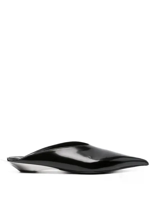 MUGLER Patent Leather Fang Flat Mules