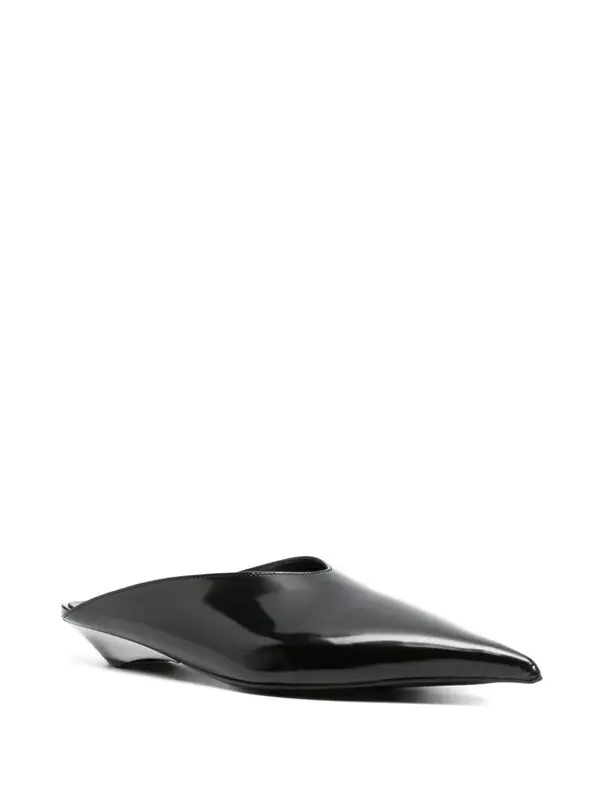 MUGLER Patent Leather Fang Flat Mules