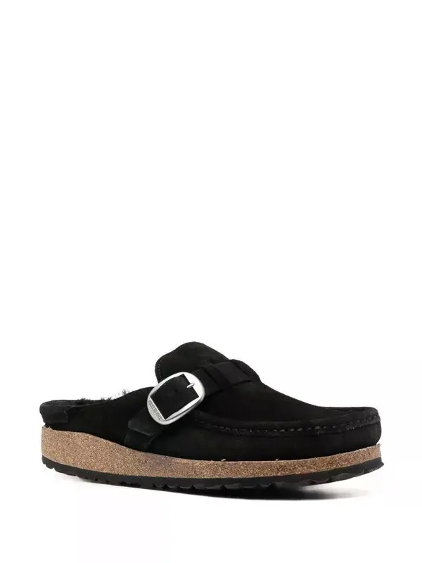 BIRKENSTOCK Buckley Shearling Suede Sandals - Black