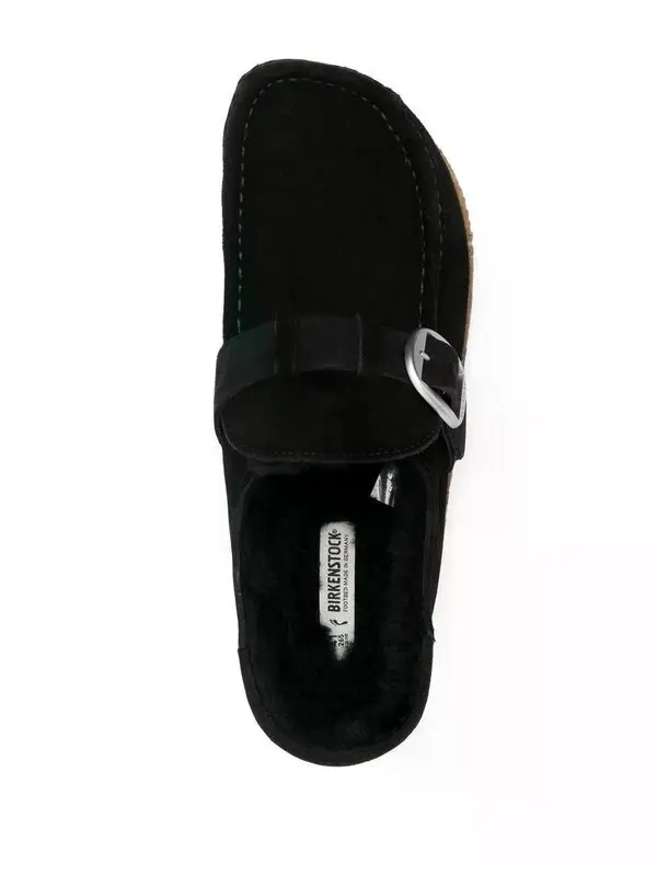 BIRKENSTOCK Buckley Shearling Suede Sandals - Black