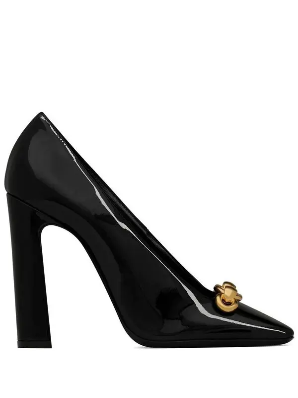 Saint Laurent Leather Glossy Finish Chain-link Pumps - Black