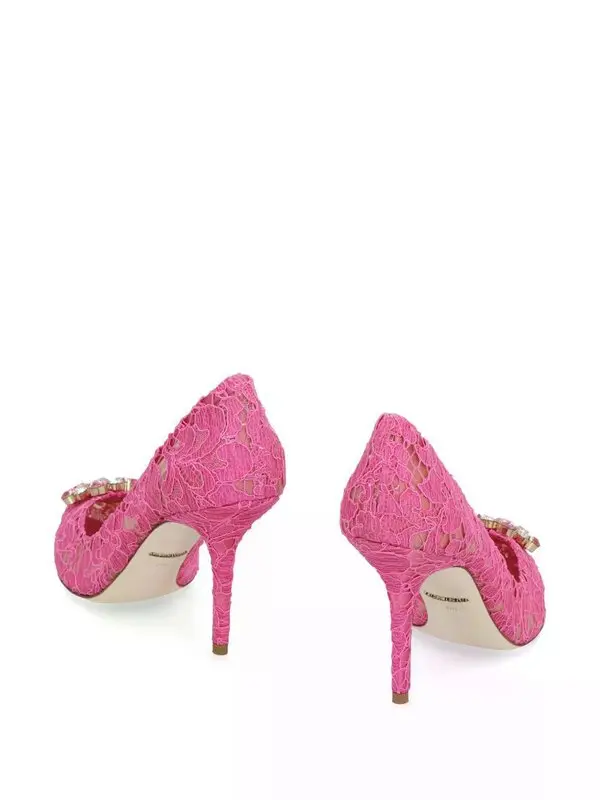 Dolce & Gabbana Taormina Lace Crystal Embellished Pumps - Pink