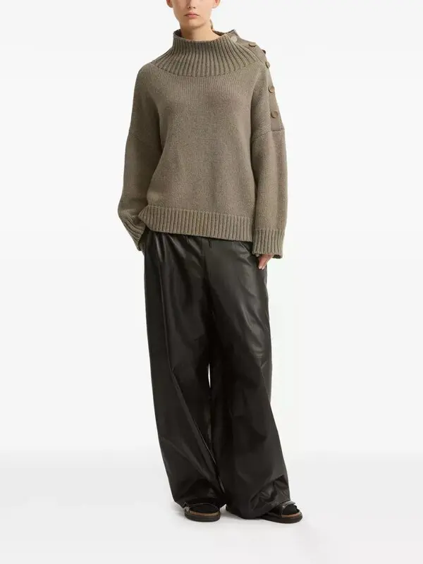 YVES SALOMON Leather Wide-leg Trousers