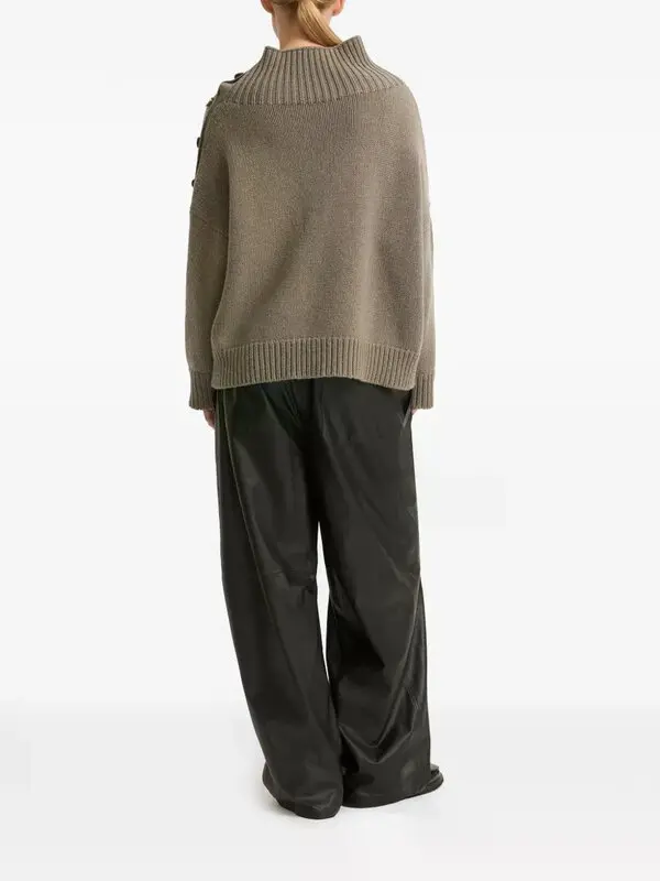 YVES SALOMON Leather Wide-leg Trousers