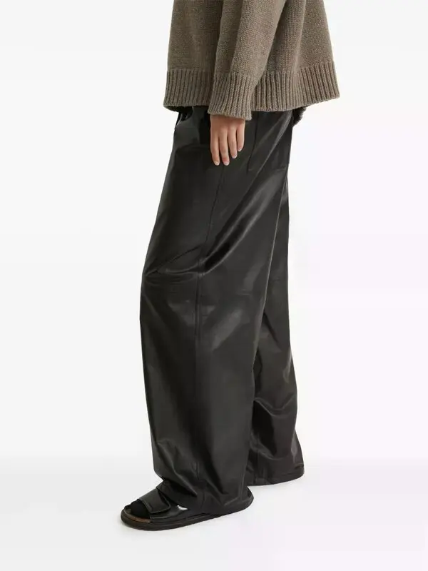 YVES SALOMON Leather Wide-leg Trousers