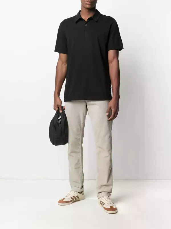 JAMES PERSE Sueded-jersey Polo Shirt - Black