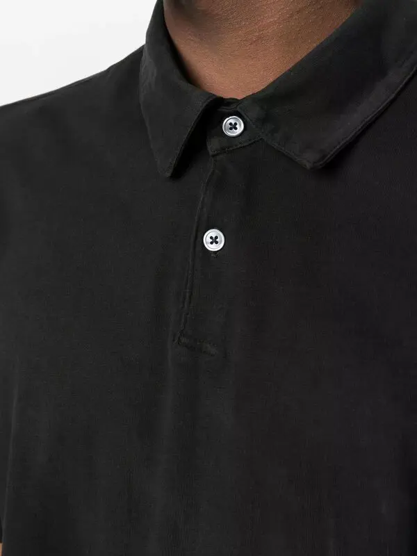 JAMES PERSE Sueded-jersey Polo Shirt - Black