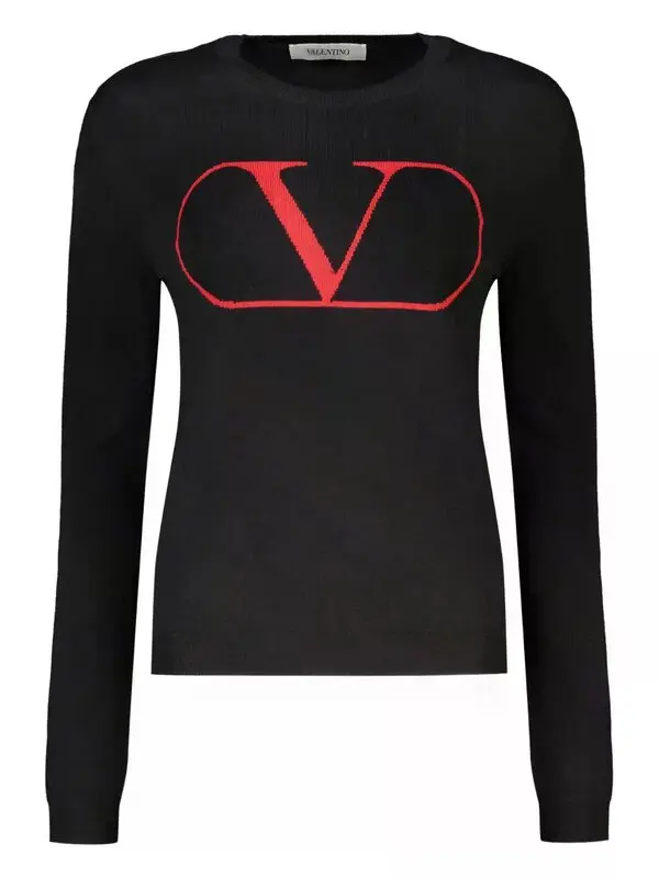 Valentino Garavani Intarsia-knit Logo Jumper - Black