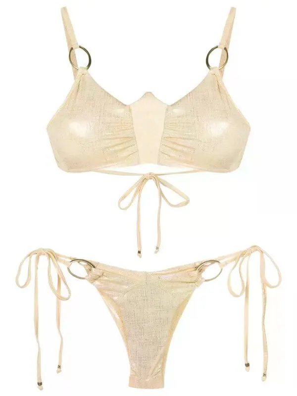 AMIR SLAMA Metallic-effect Tie-fastened Bikini - Gold