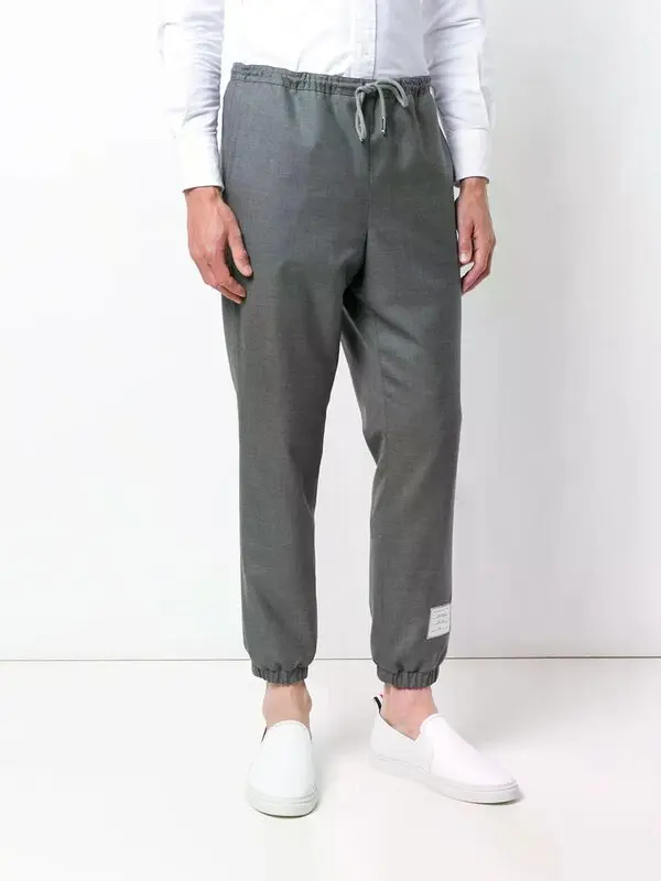 Thom Browne Drawstring-waist Wool Track Pants - Grey