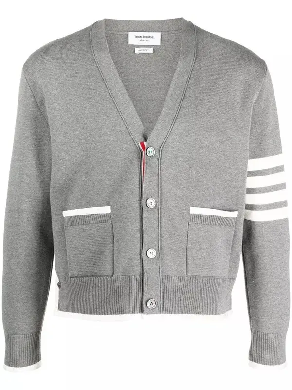 Thom Browne 4-bar Striped Cardigan - Grey