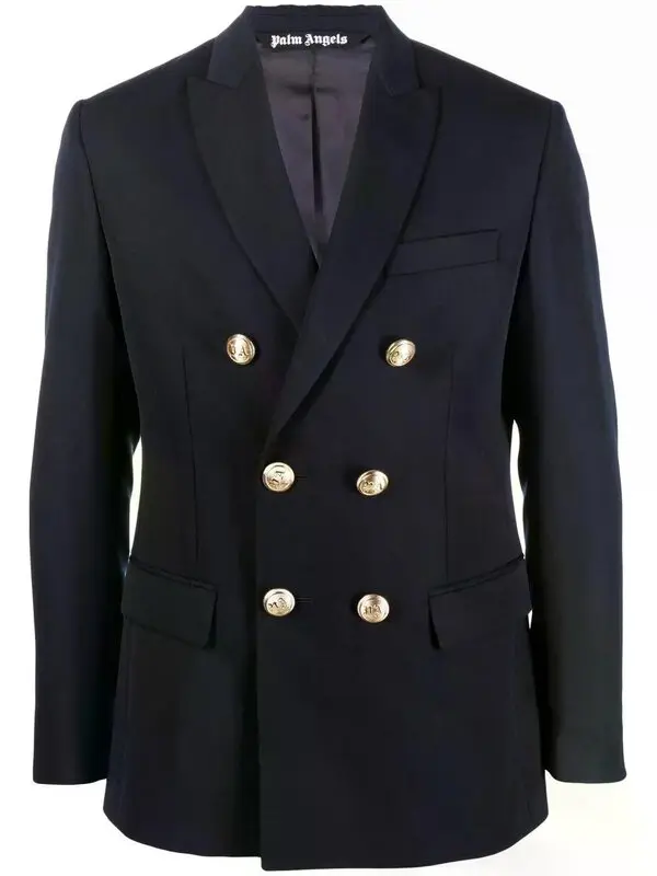 Palm Angels Palm-embroidered Double-breasted Blazer