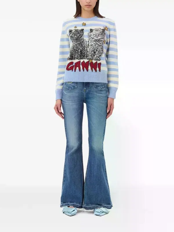 GANNI Graphic Cat Striped Sweater