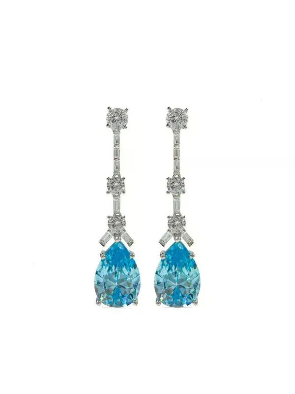 JUWELINA PARIS Aquamarine Drop Earrings - Silver