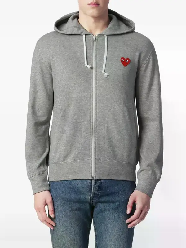Play Comme Des Garcon 5 Heart-print Cotton Hoodie