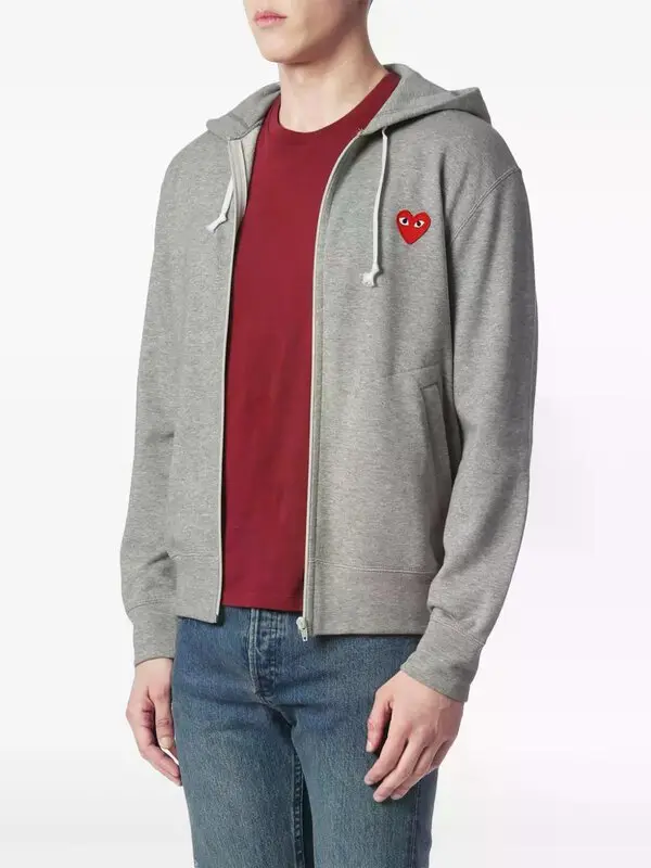Play Comme Des Garcon 5 Heart-print Cotton Hoodie