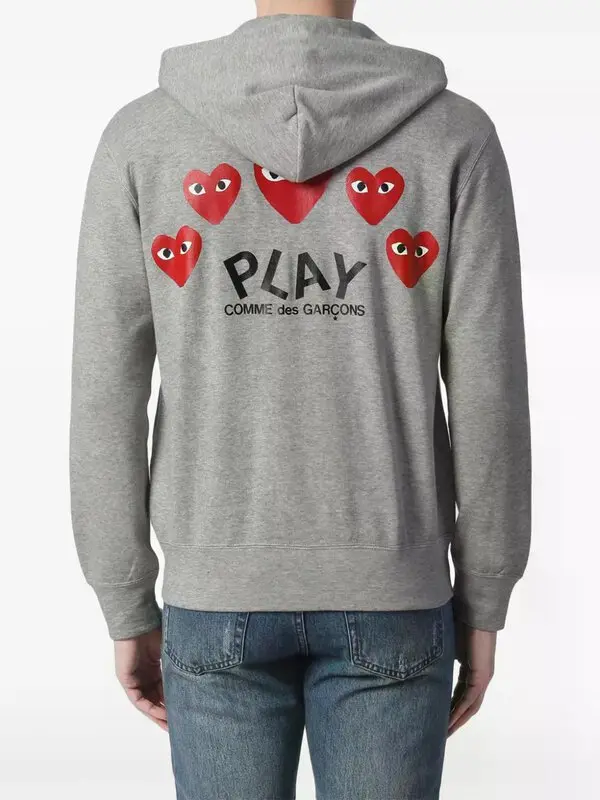 Play Comme Des Garcon 5 Heart-print Cotton Hoodie