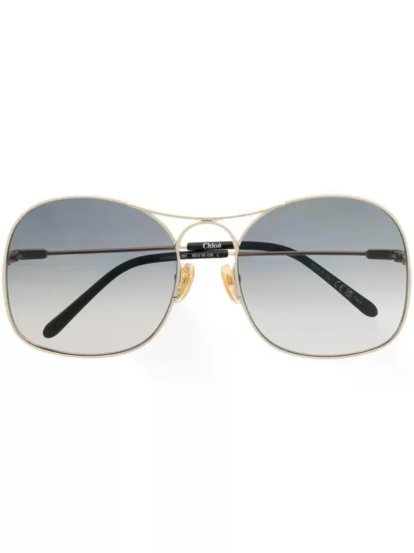 Chloé Logo-engraved Oversized Sunglasses - Gold