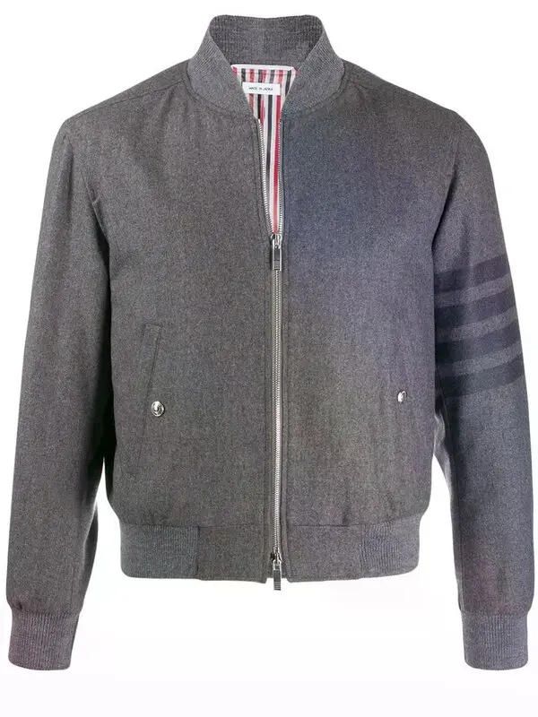 Thom Browne Tonal 4-bar Flannel Blouson Jacket - Grey