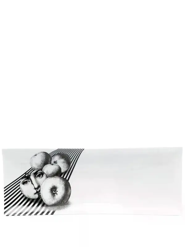 FORNASETTI Face-print Rectangular Tray - White