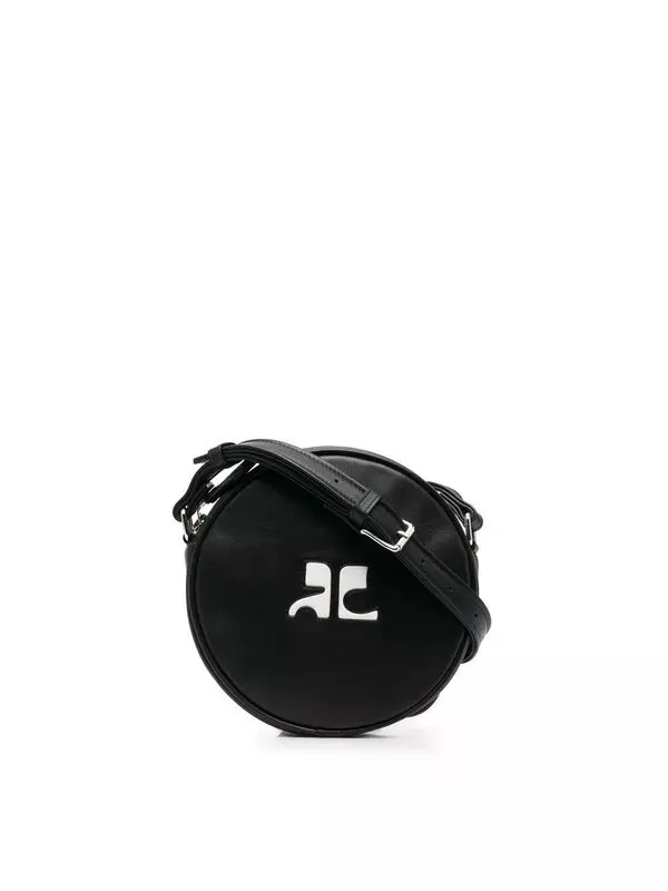 COURREGES Logo-embossed Rounded Crossbody Bag - Black