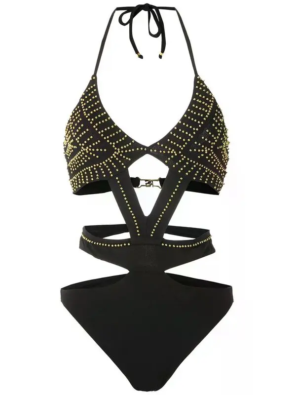 AMIR SLAMA Embroidered Cut-out Swimsuit - Black