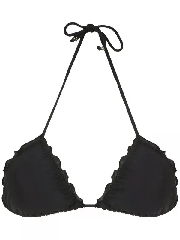 AMIR SLAMA Bikini Top With Ruffle Detail - Black