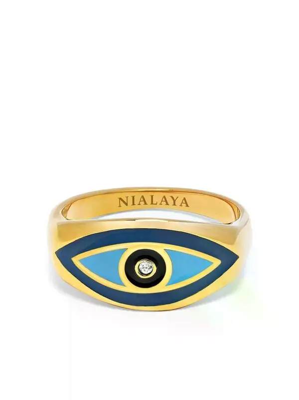 NIALAYA JEWELRY Large Evil Eye Ring - Gold
