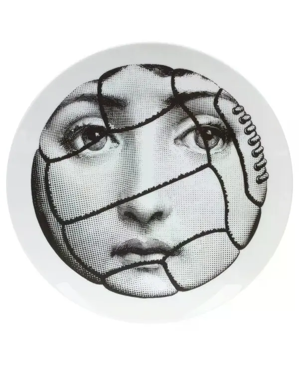 FORNASETTI Footbal Face Print Plate - White