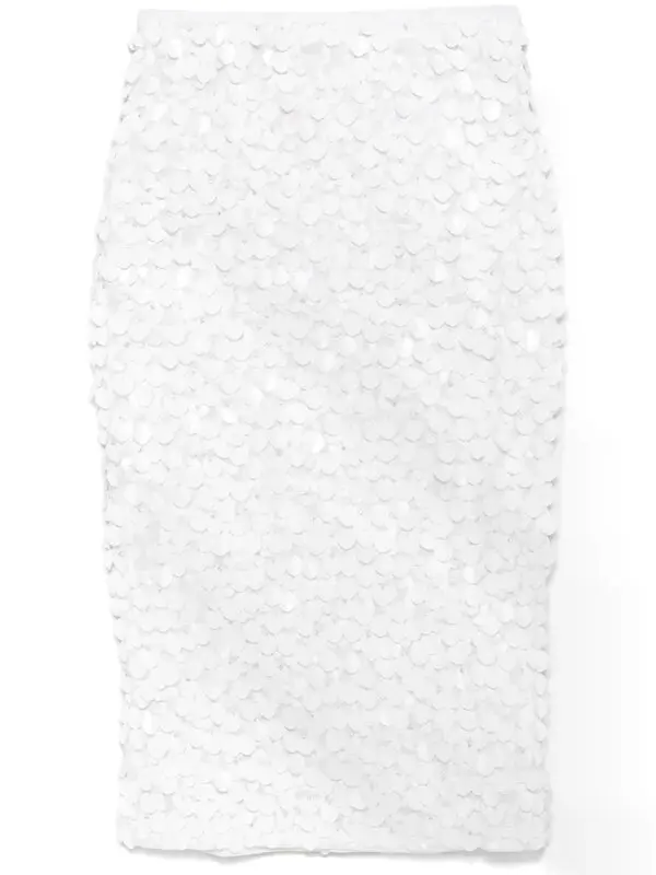 P.a.r.o.s.h Sequinned Midi Skirt - White